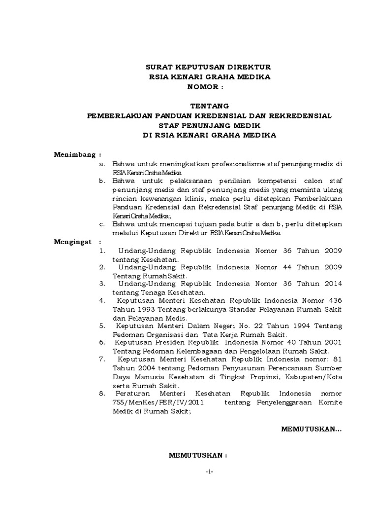 SK Pemberlakuan Panduan Kredensial Fix | PDF