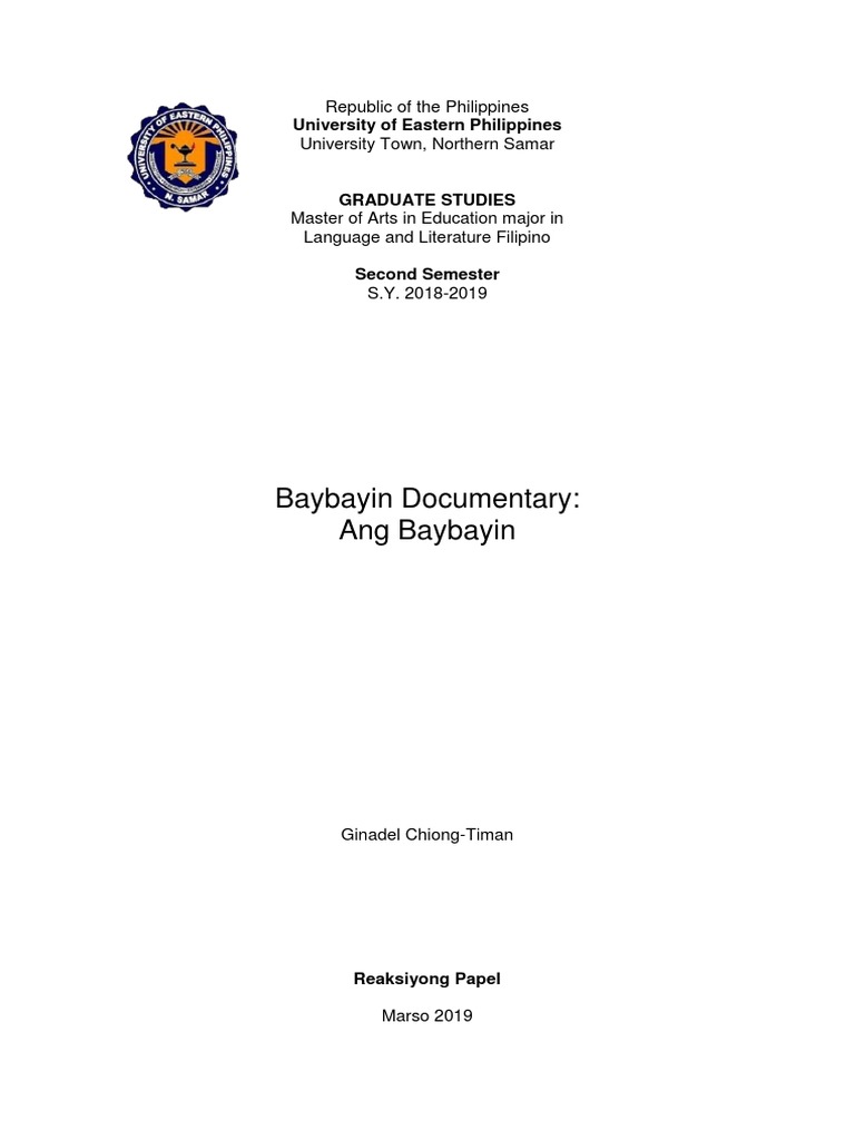 2 Reaction Paper - Baybayin DOCUMENTARY | PDF