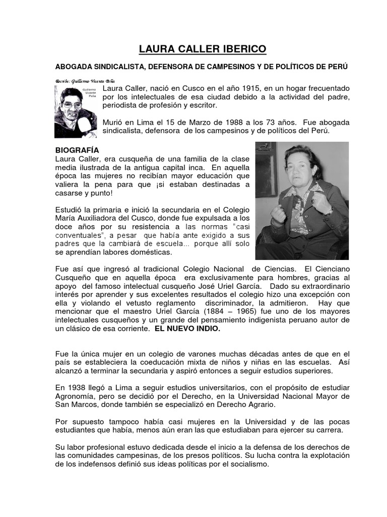 Laura Caller: Defensora de Derechos Humanos | PDF | Cooperativa | Perú