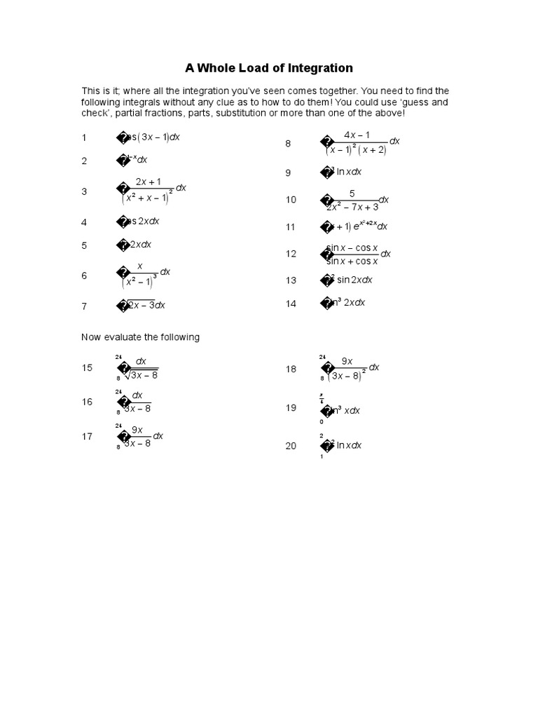 Integration Practice (The Lot) | PDF | Mathematical Analysis | Analysis