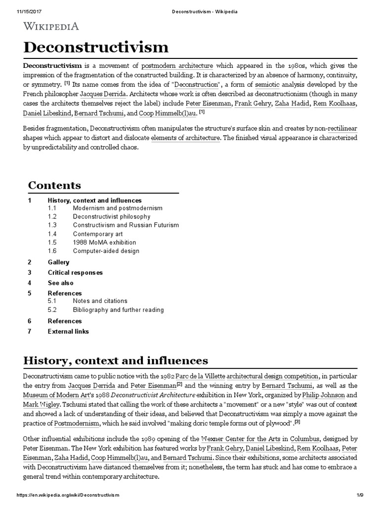 Deconstructivism - Wikipedia | PDF | Art Criticism | Art Movements
