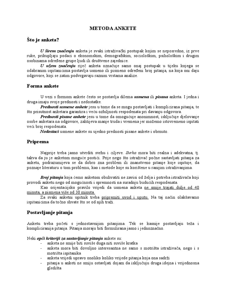 Metoda Ankete | PDF
