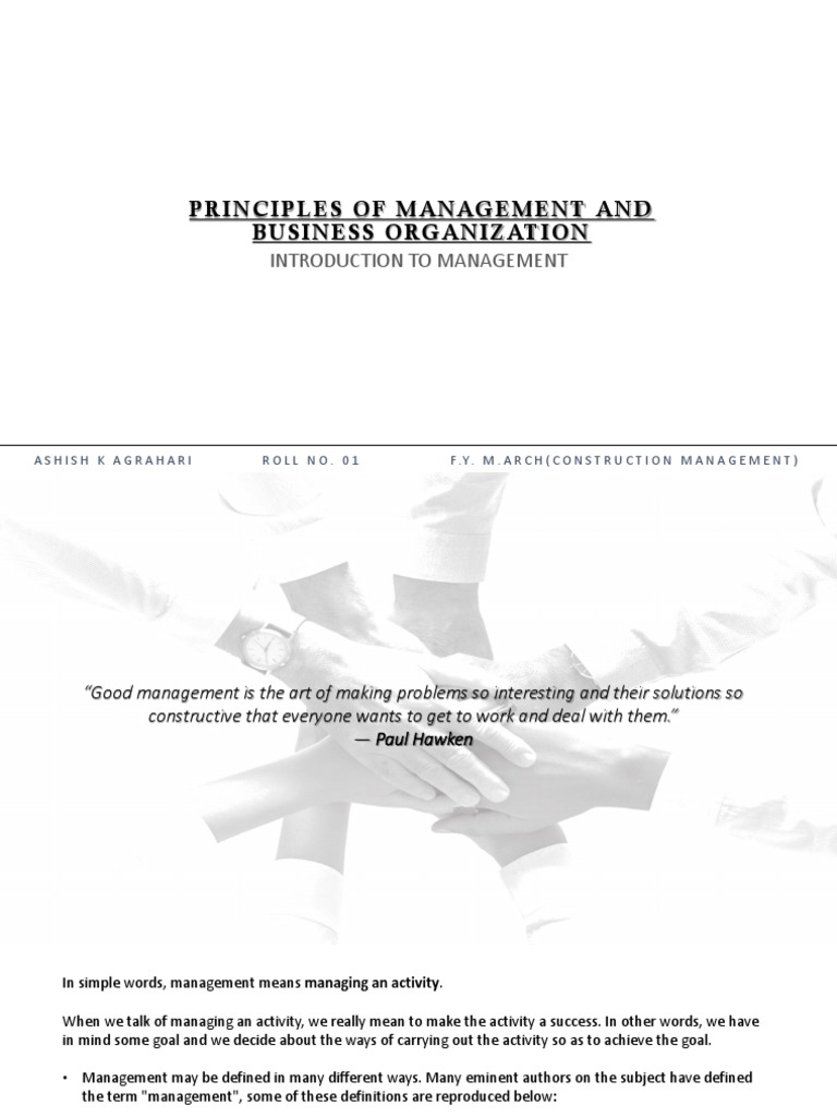 Introduction To Management | PDF | Goal | Skill