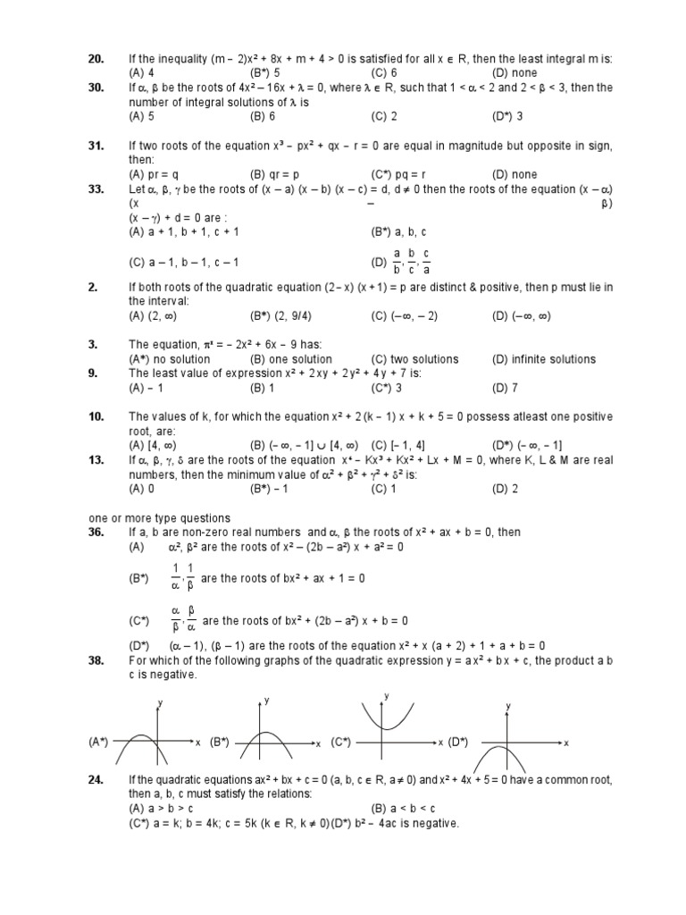 Quadratic Equations Advanced Assignment | PDF | Elementary Mathematics | Mathematical Objects
