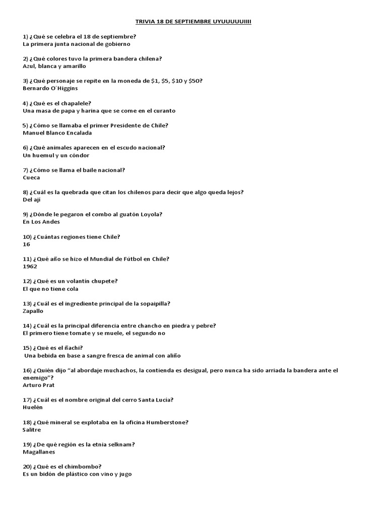 Trivia | PDF | Chile