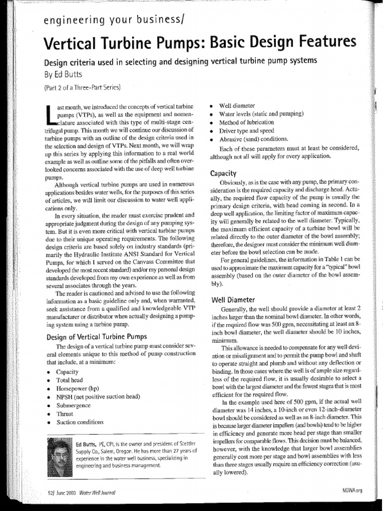 Vertical Turbine Pumps - Basic Design Features PDF | PDF