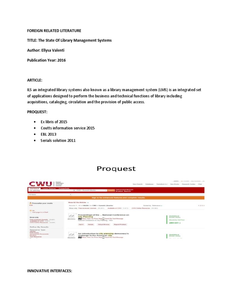 FOREIGN RELATED LITERATURE TITLE The Sta | PDF | Libraries | Library ...