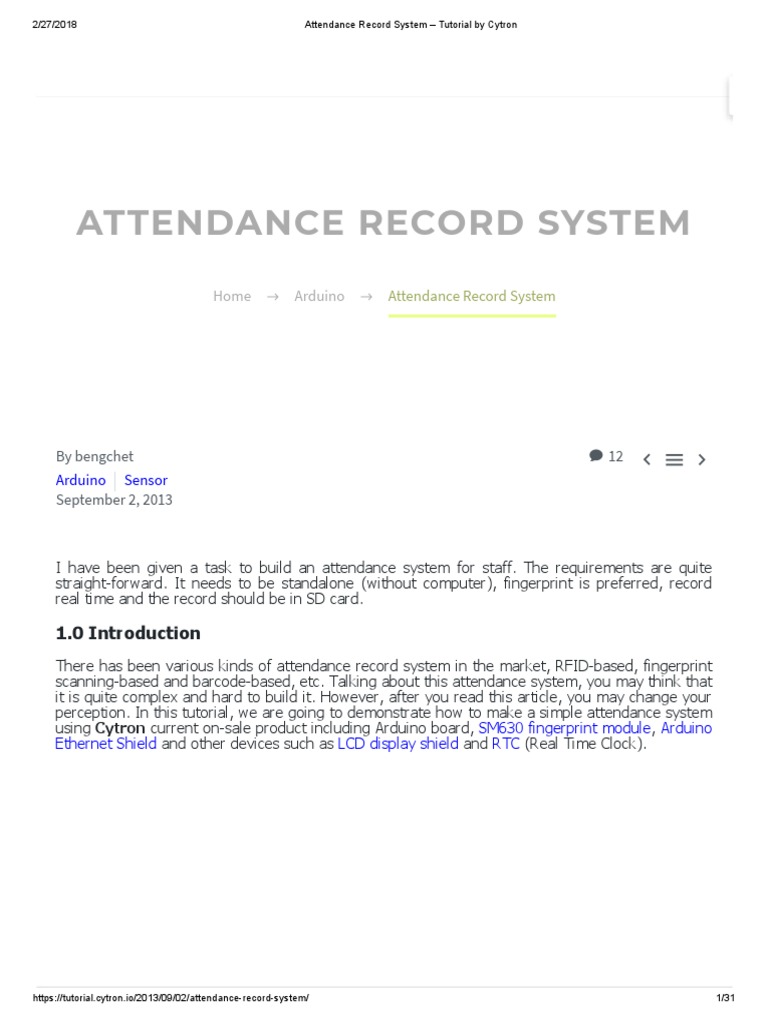 Attendance Record System - Tutorial by Cytron | PDF | String (Computer ...