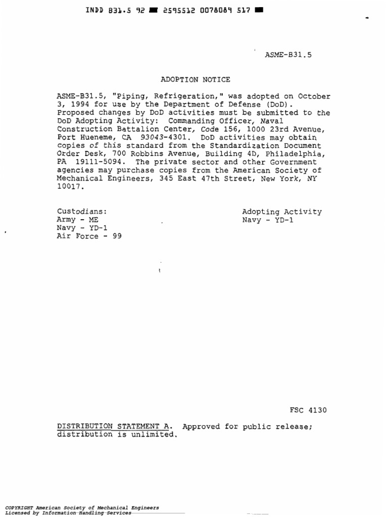 ASME B31.5-1994 Addend Refrigeration Piping | PDF | Pipe (Fluid ...