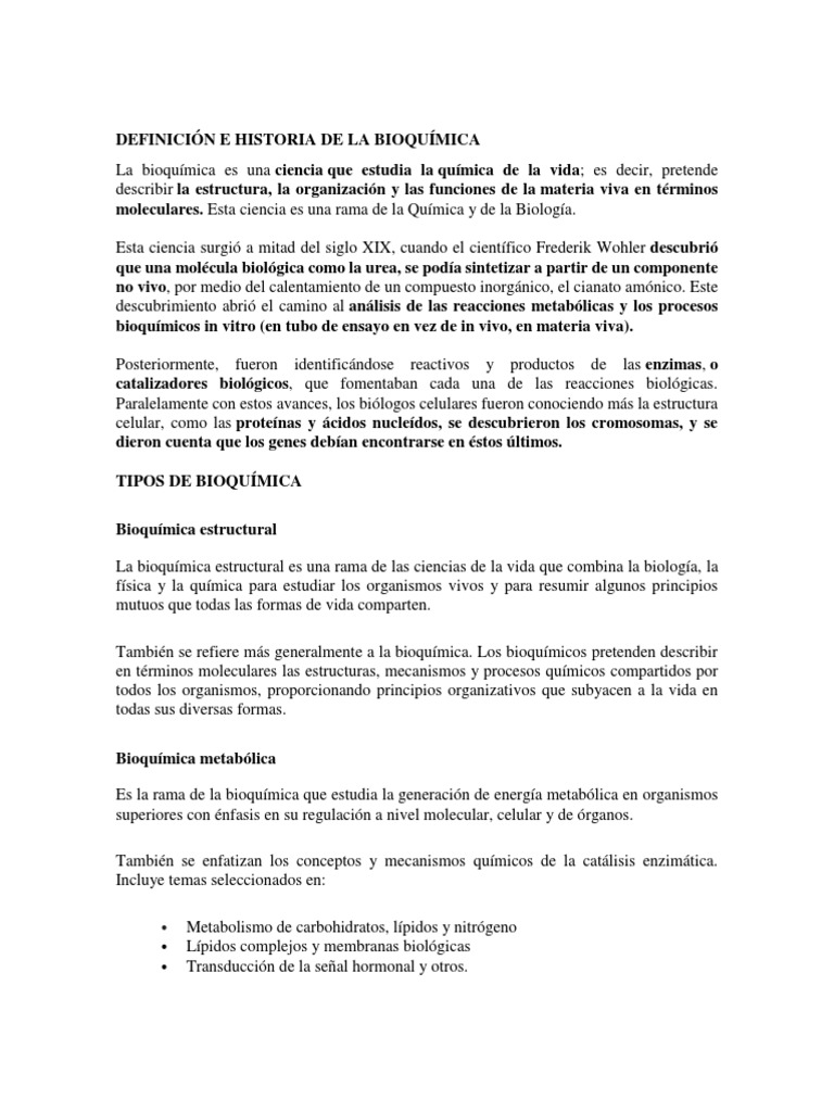 Bioquímica Metabólica: Definición y Estudio | PDF | Biomoléculas ...