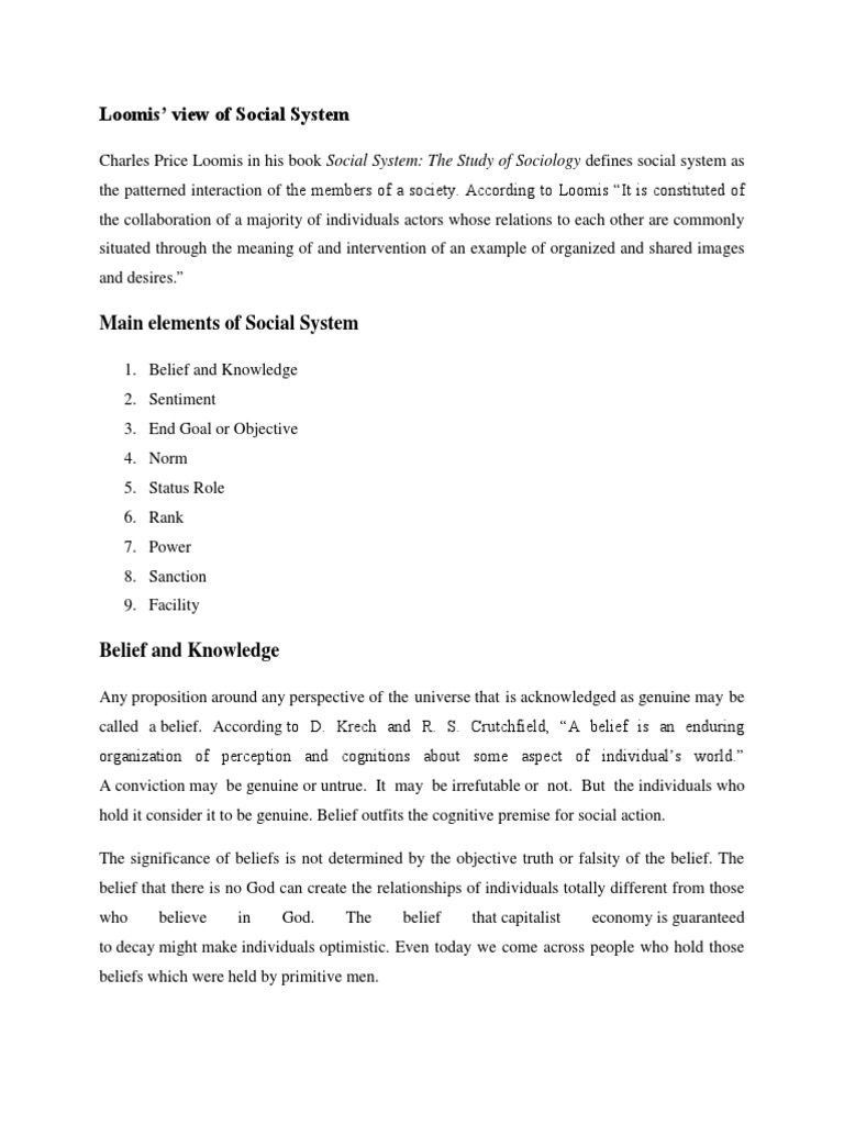Loomis' View of Social System | PDF | System | Value (Ethics)