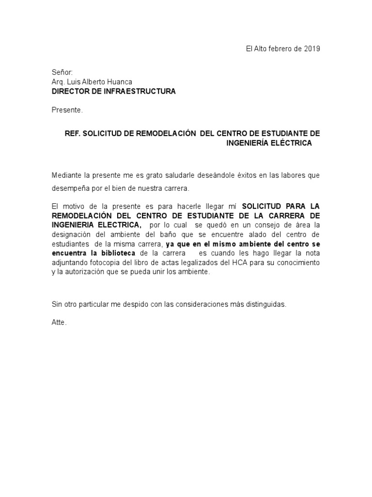 Solicitud A Infraestructura | PDF | Ingeniería | Science