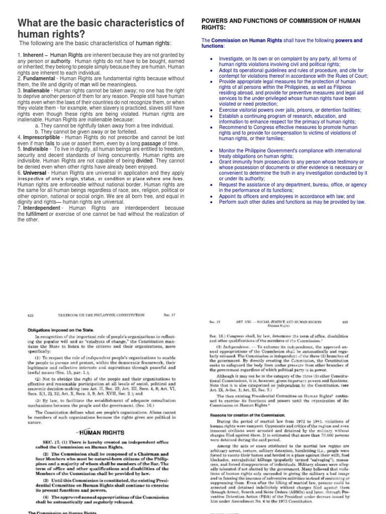 What Are The Basic Characteristics of Human Rights? | PDF | Dignity ...