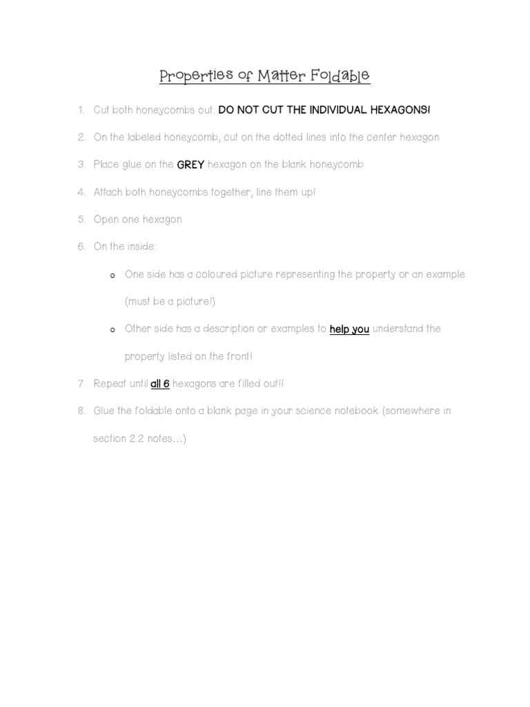 Properties of Matter Foldable PDF | PDF