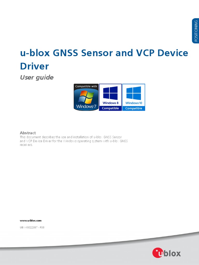 U Blox GNSS Sensor and VCP Device Driver UserGuide (UBX 15022397) | PDF ...