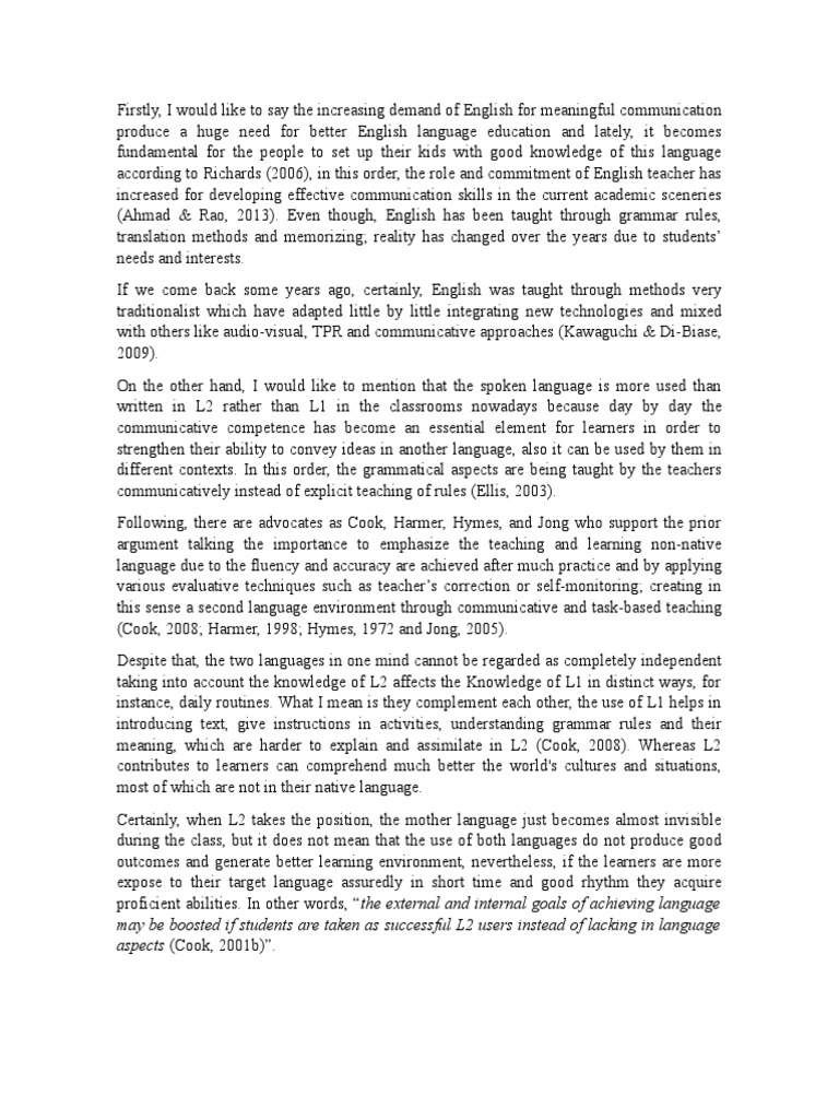 Task 3 - Reflection | PDF | Second Language | Language Acquisition