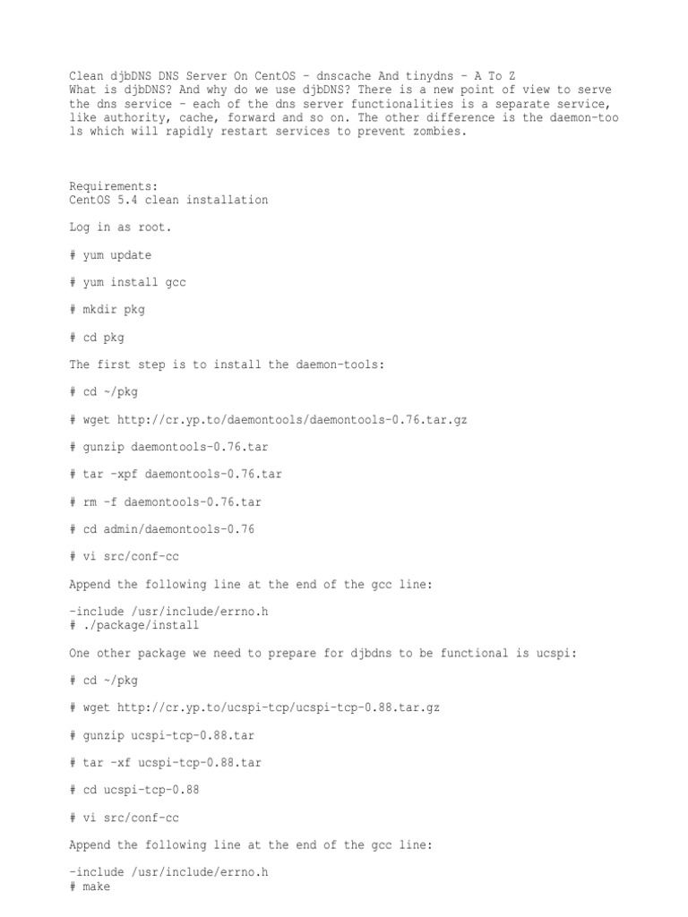 Tinydns On Centos 5.4 | PDF | Domain Name System | Application Layer ...
