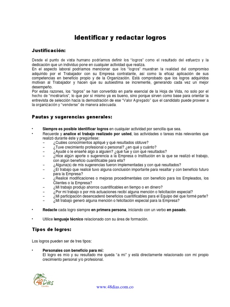 Identificar y Redactar Logros | PDF | Marketing | Business