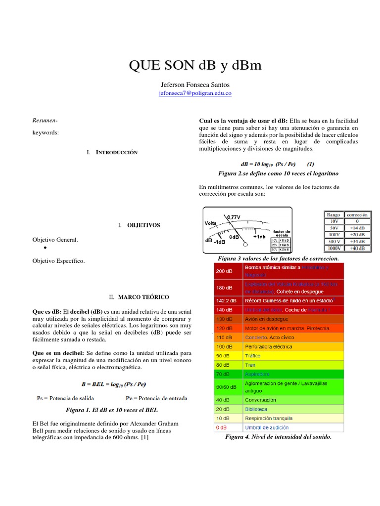 Que Es DB y DBM | PDF | Decibel | Ingenieria Eléctrica