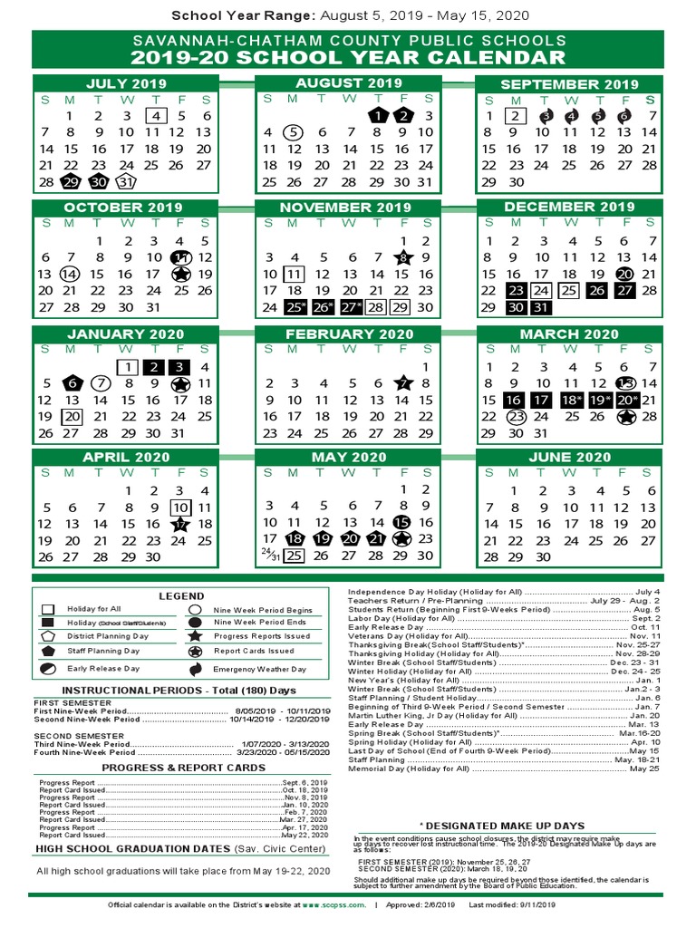 19-20 Sccps Calendar | PDF | Academic Term | Academia