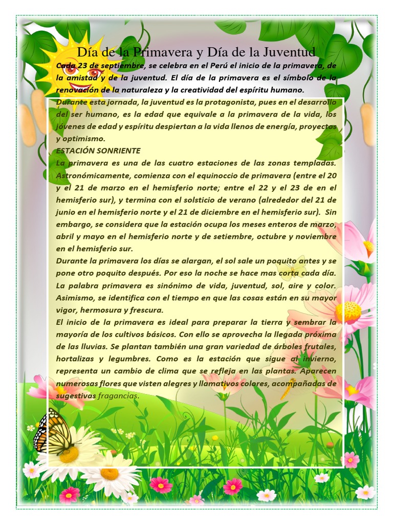 Día de La Primavera EDITORIAL | PDF | Temporada de primavera) | Estaciones