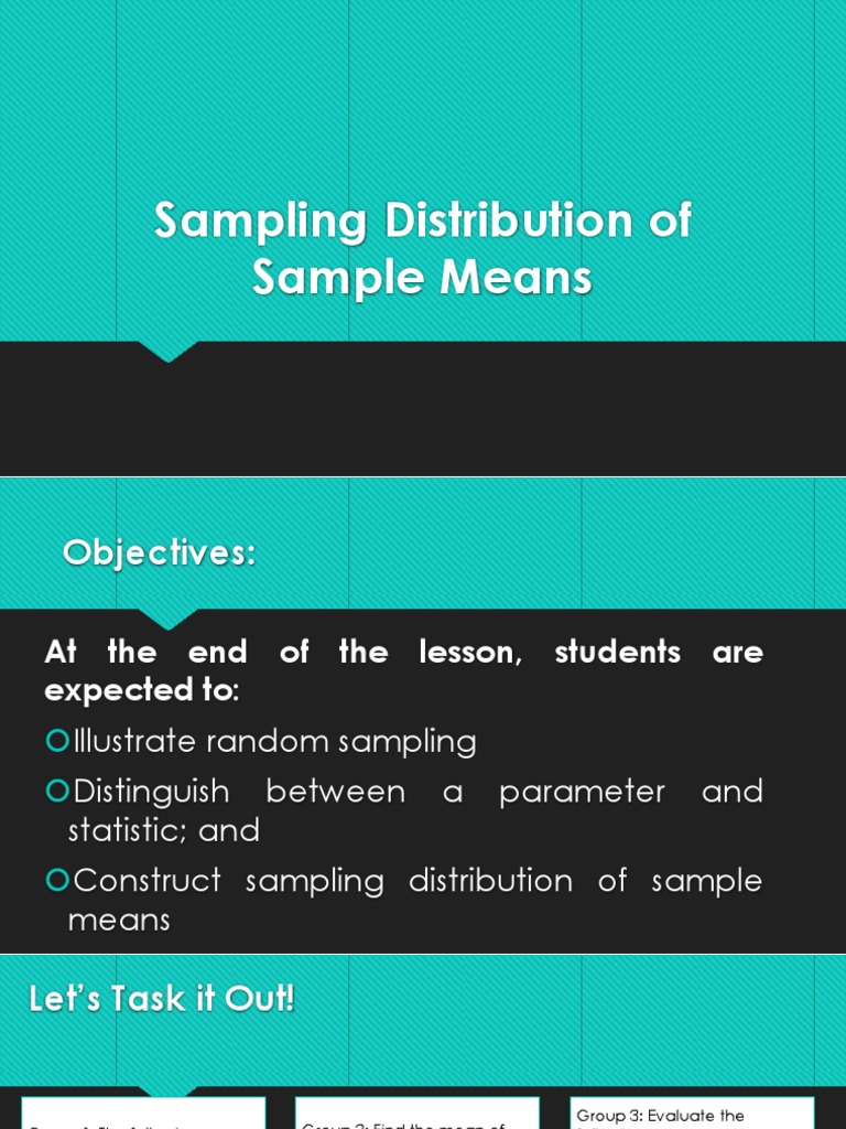 Lesson 1 - Sampling Distribution | PDF | Mean | Sampling (Statistics)