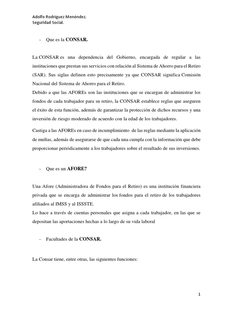 Que Es La Consar | PDF | Gobierno | Economias