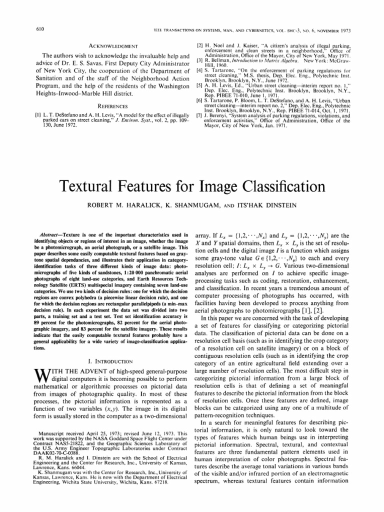 Textural Features For Image Classification | PDF | Matrix (Mathematics ...