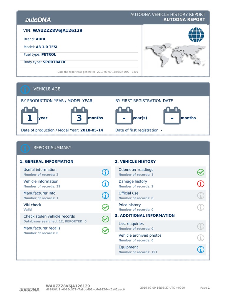 Report Autodna Wauzzz8v6ja126129 | PDF | Transmission (Mechanics ...