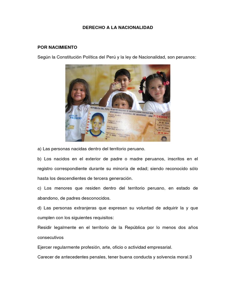Derecho A La Nacionalidad | PDF | Nacionalidad | Ley internacional