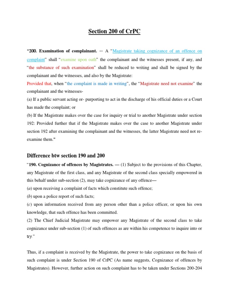 Section 200 of CRPC | PDF | Judiciaries | Government Information