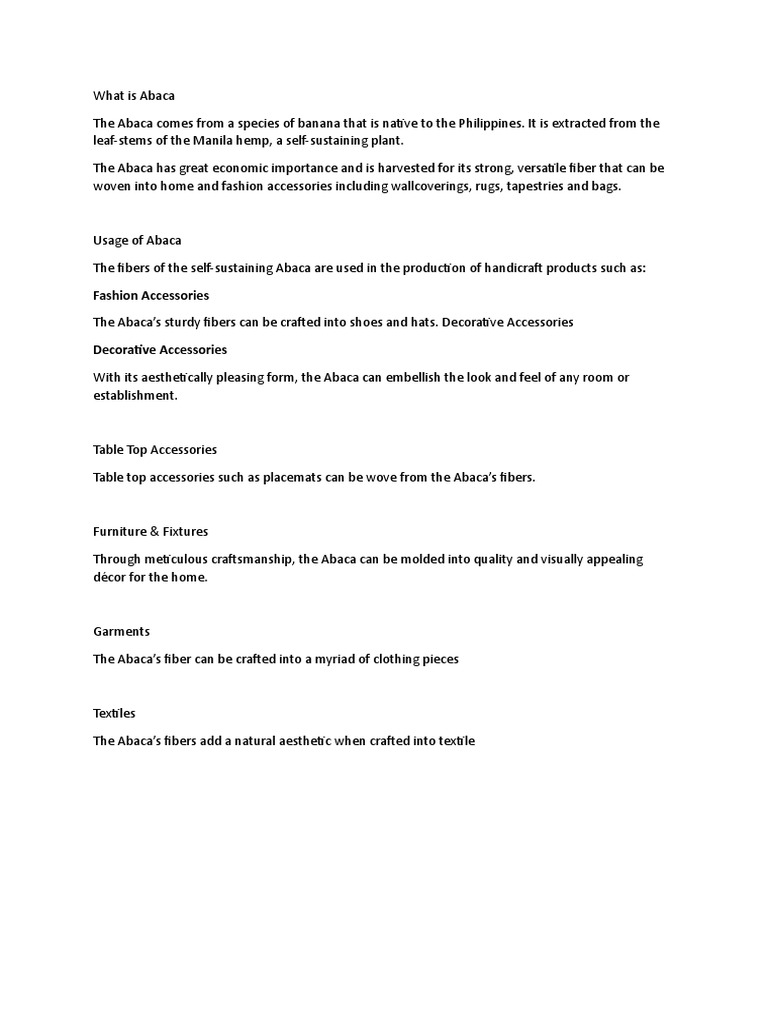 The Versatile Abaca Fiber: Properties, Production, and Applications of ...