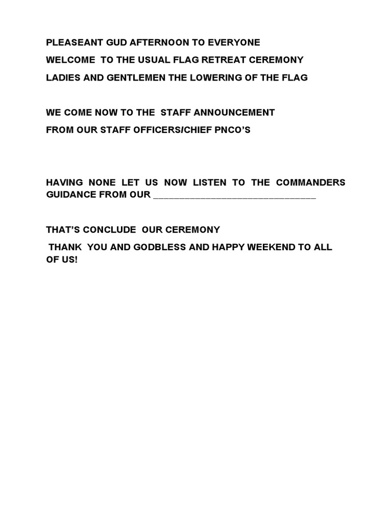 Program Flag Retreat | PDF | Ceremonies | Sports