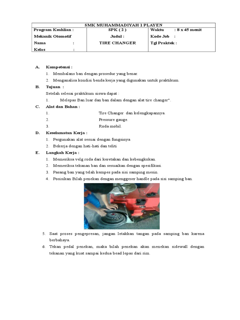 Jobsheet (10) Tire Changer | PDF | Bisnis | Komputer
