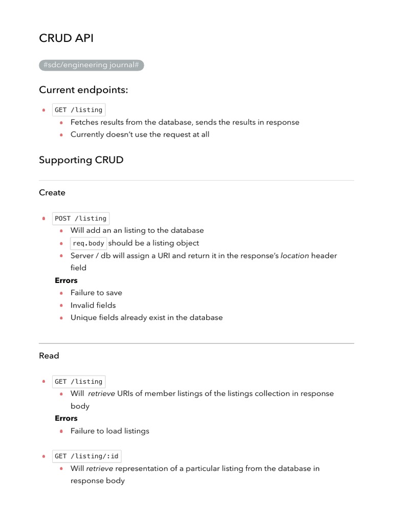 Crud Api: Current Endpoints | PDF | Databases | Data