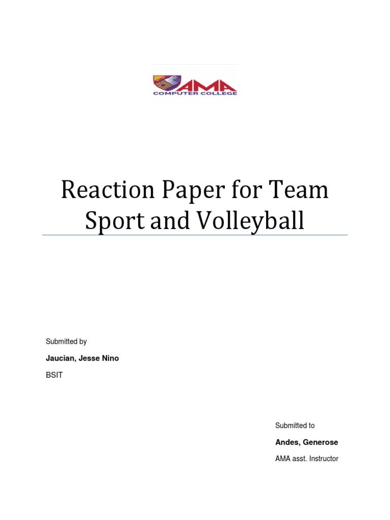 Volleyball: A Reflection on Teamwork | PDF | Sports | Volleyball