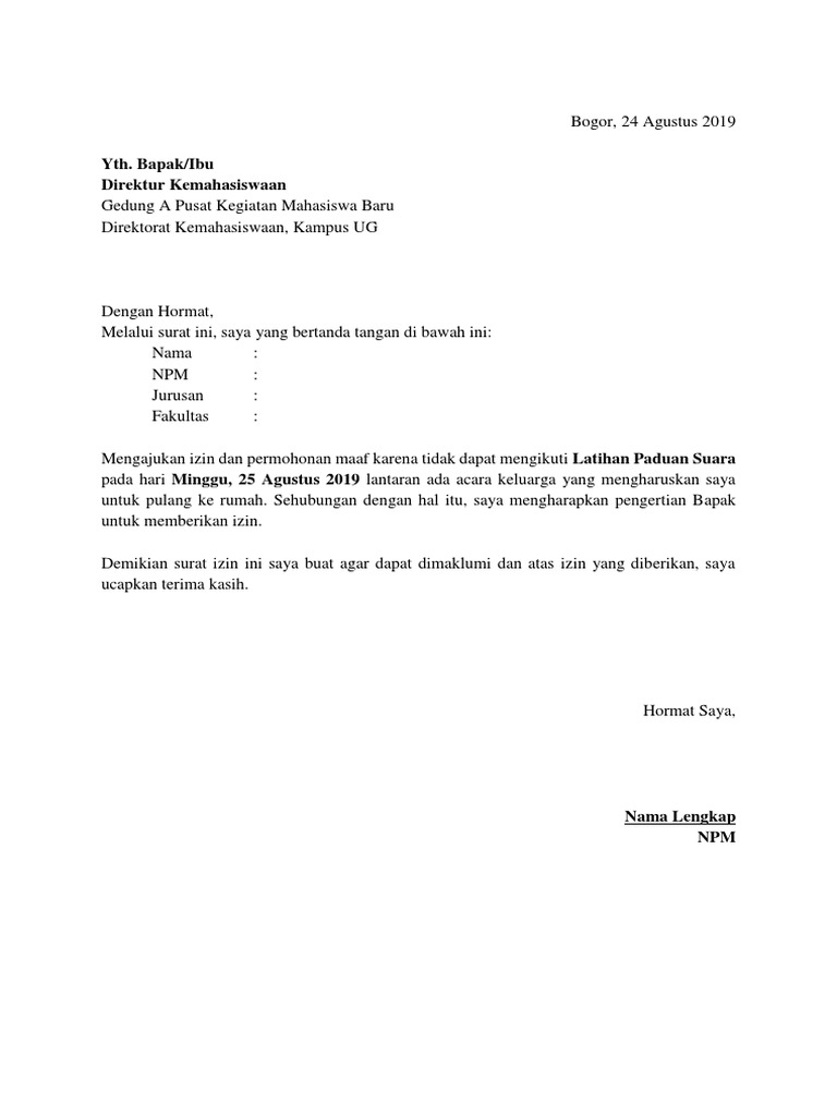 Surat Izin Padus Format | PDF