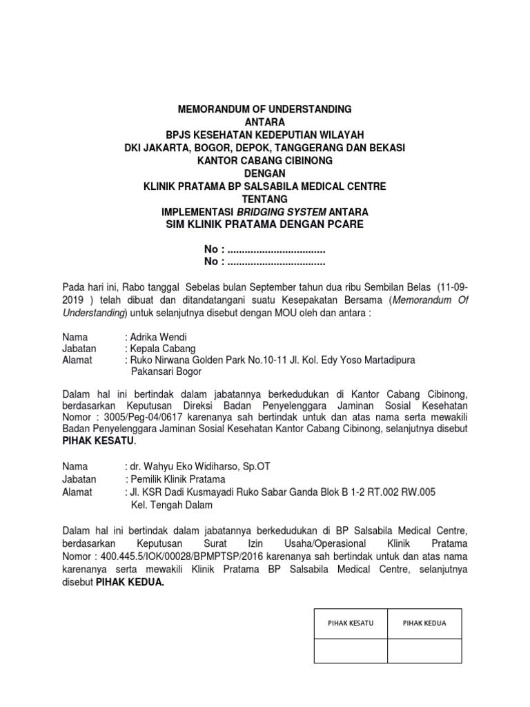 Mou BPJS | PDF | Pengelolaan Keuangan & Uang | Bisnis