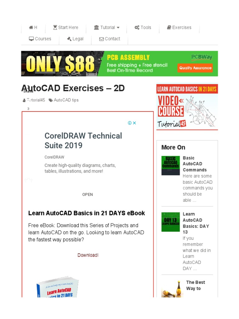 Autocad Exercises - 2D: Coreldraw Technical Suite 2019 | PDF | Auto Cad ...