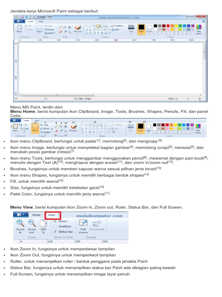 Jendela Kerja Microsoft Paint | PDF