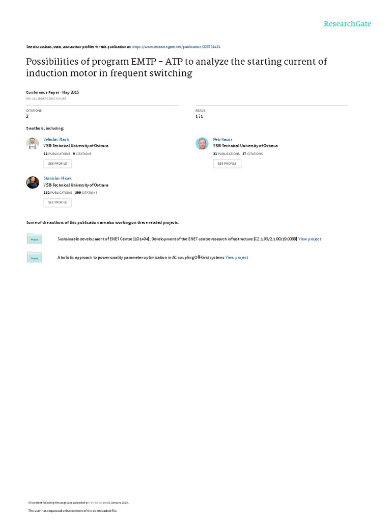 Possibilities of Program EMTP - ATP To Analyze The Starting Current of ...