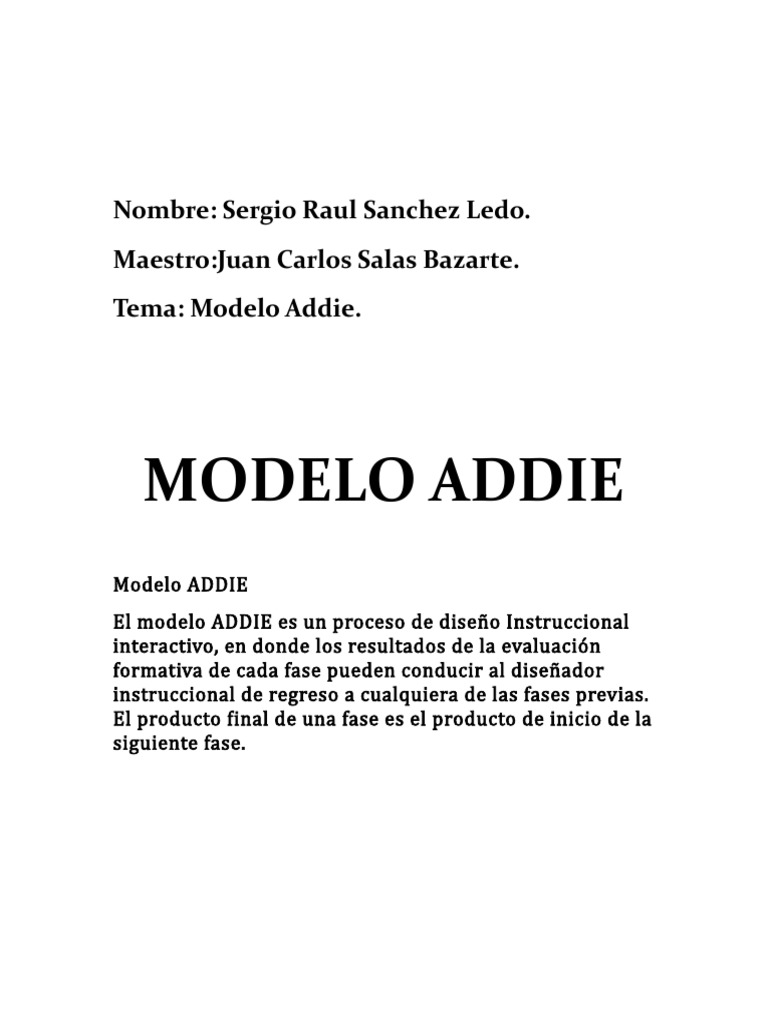 Guía del Modelo ADDIE en Diseño Instruccional | PDF