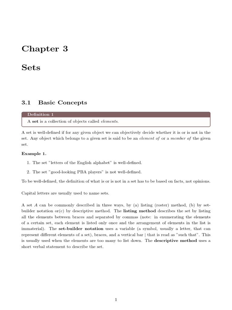 MMW - Lesson03 - Intro To Set Theory | PDF | Set (Mathematics) | Integer