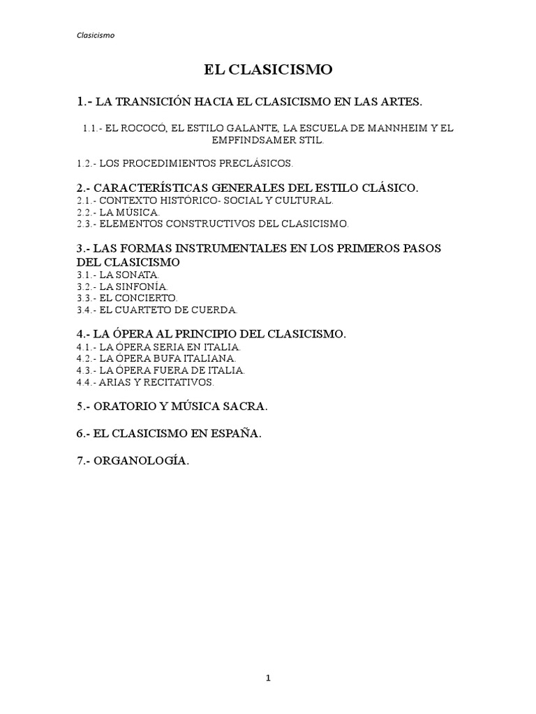 Clasicismo | PDF | Periodo Clásico (Música) | Ópera