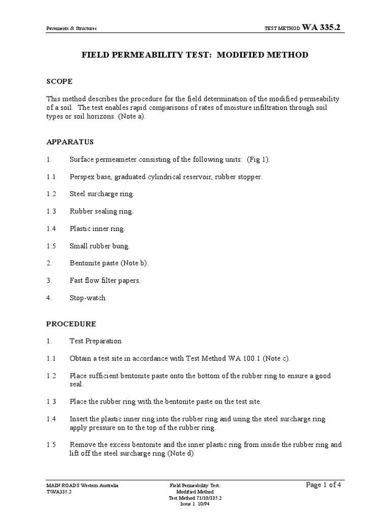 Field Permeability Test Method | PDF | Soil | Petroleum Reservoir