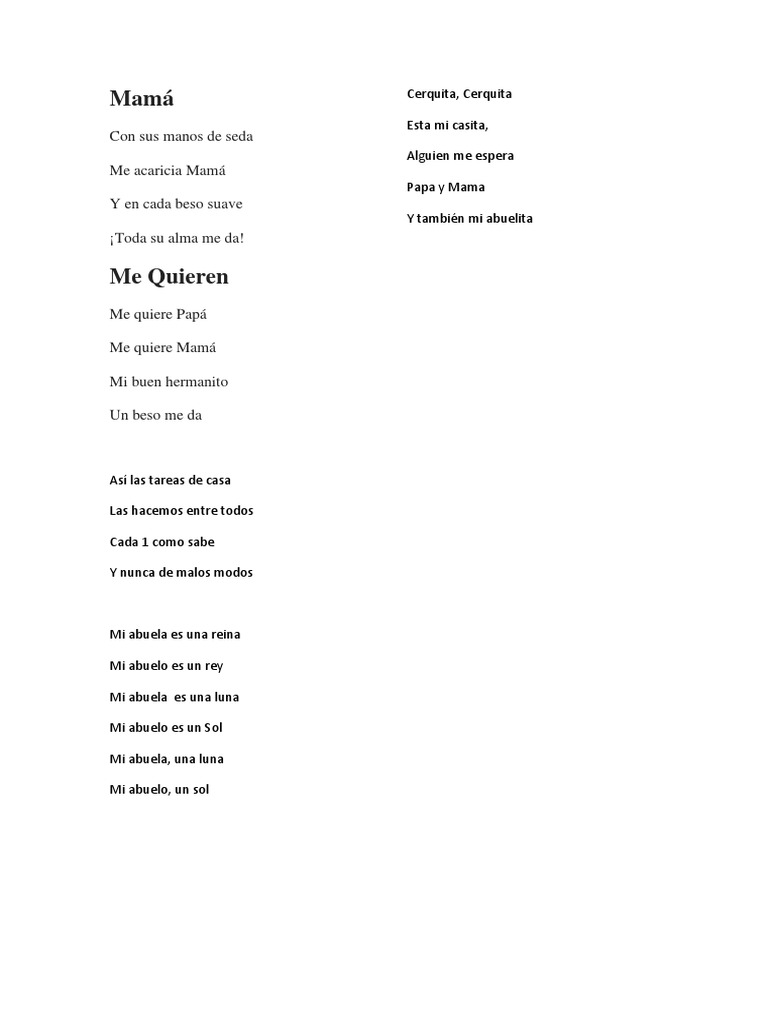 Poema Familiar: Amor y Unidad en Casa | PDF | Cocina, comidas y vino ...