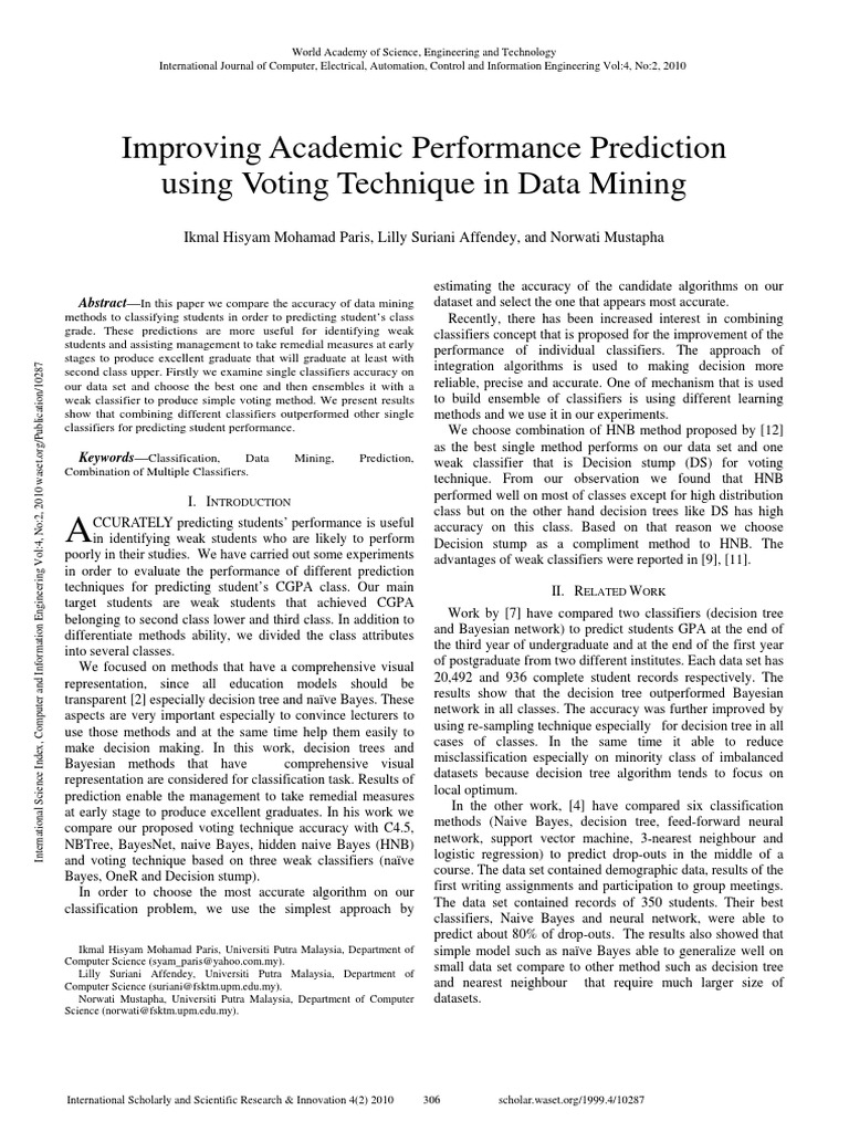Student Performance Prediction Methods | PDF | Statistical Classification | Prediction