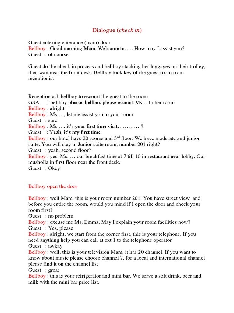 Dialogue Check in | PDF | Laundry