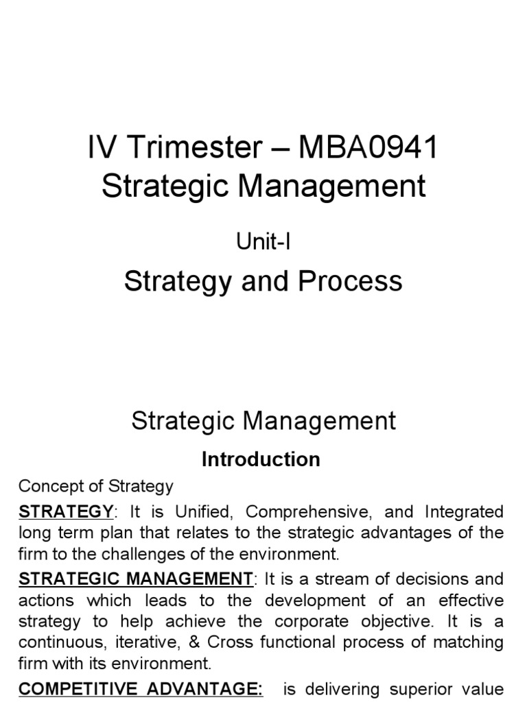 Strategic Management Process: An Analysis of Key Concepts and ...