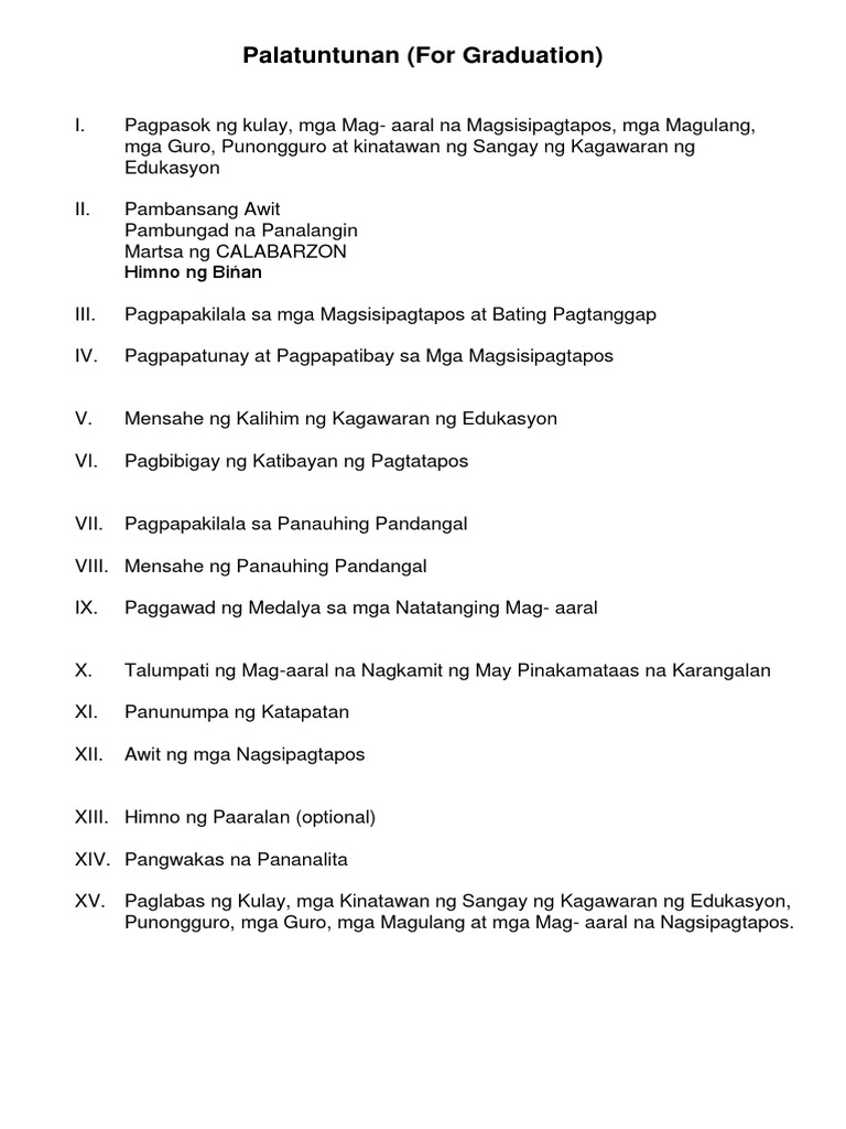 Sample Palatuntunan | PDF